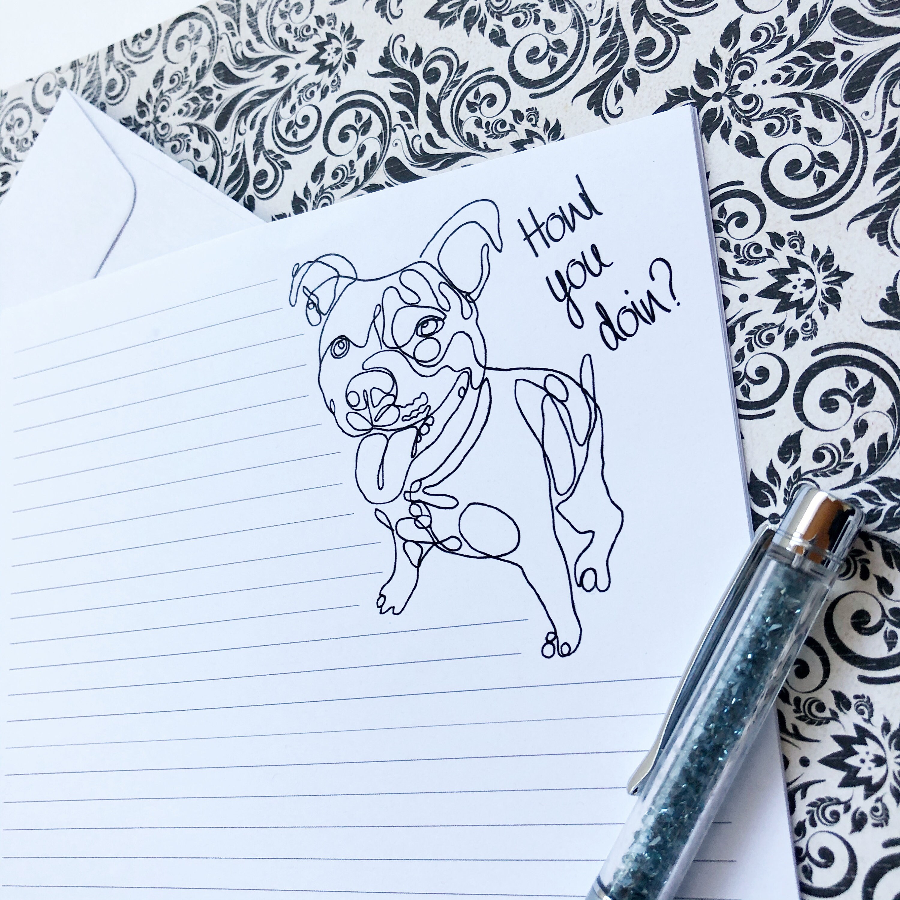 Pet Portrait Stationery, Letter Writing Set, Animal Stationery, Letter ...