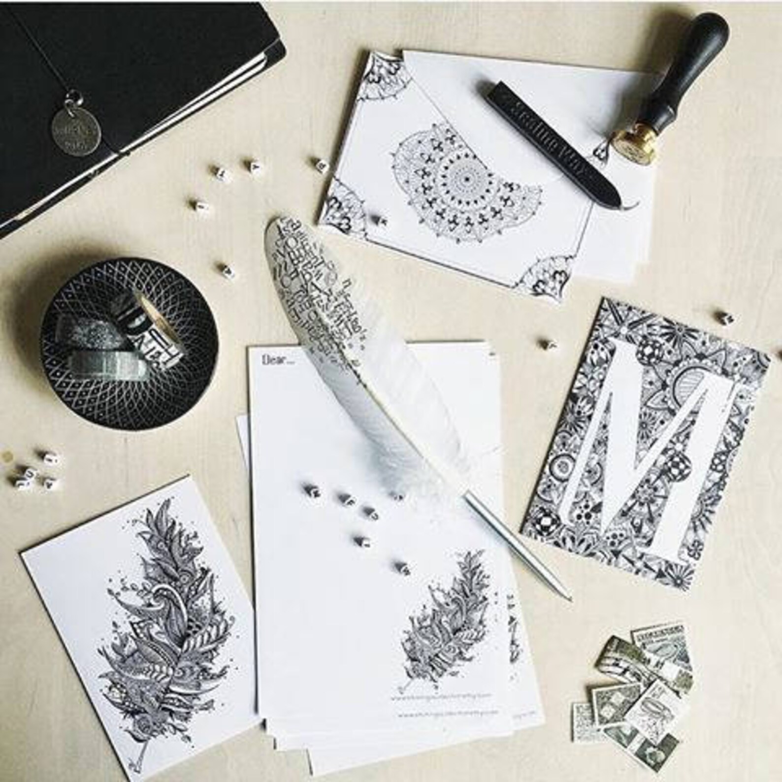 Feather Letter Writing Set Feather Stationary Set Feather - Etsy