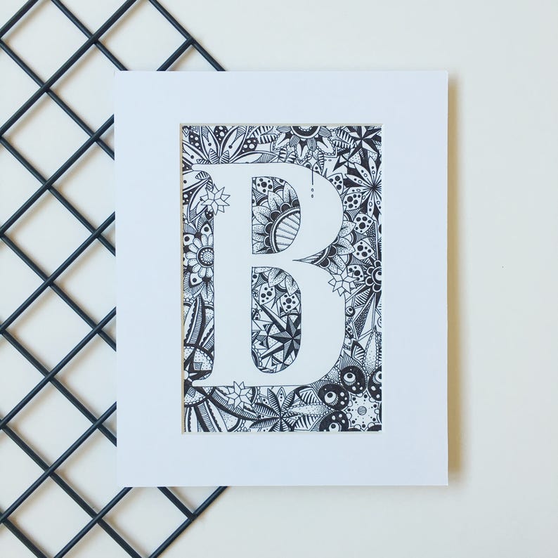 Monogram B Personalised Letter Print Monogrammed Gifts Kids - Etsy ...