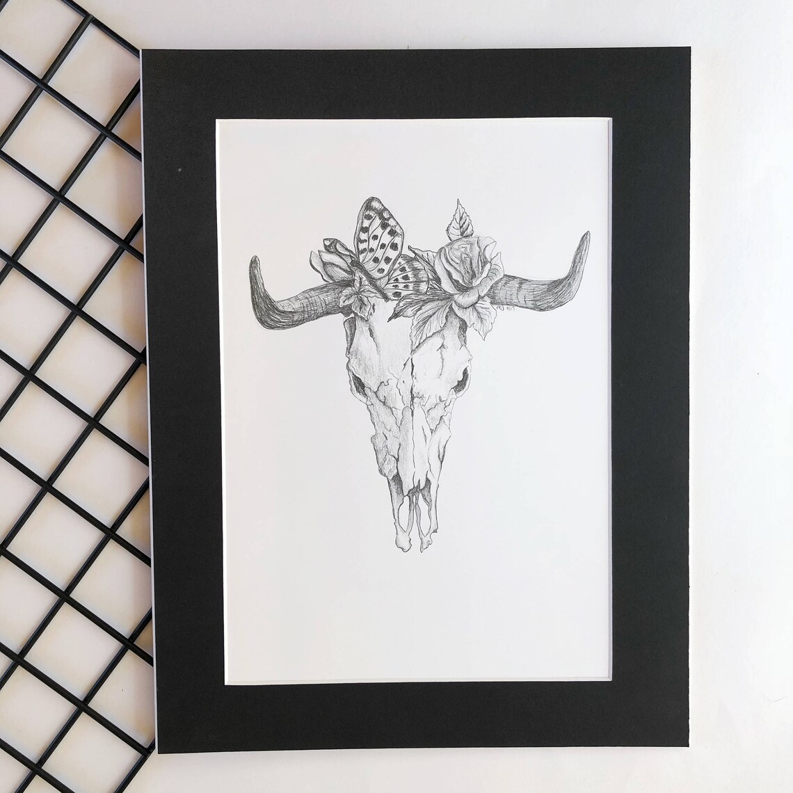 Floral Deer Skull Print, Bull Skull Print, Skull With Flowers, Skull ...
