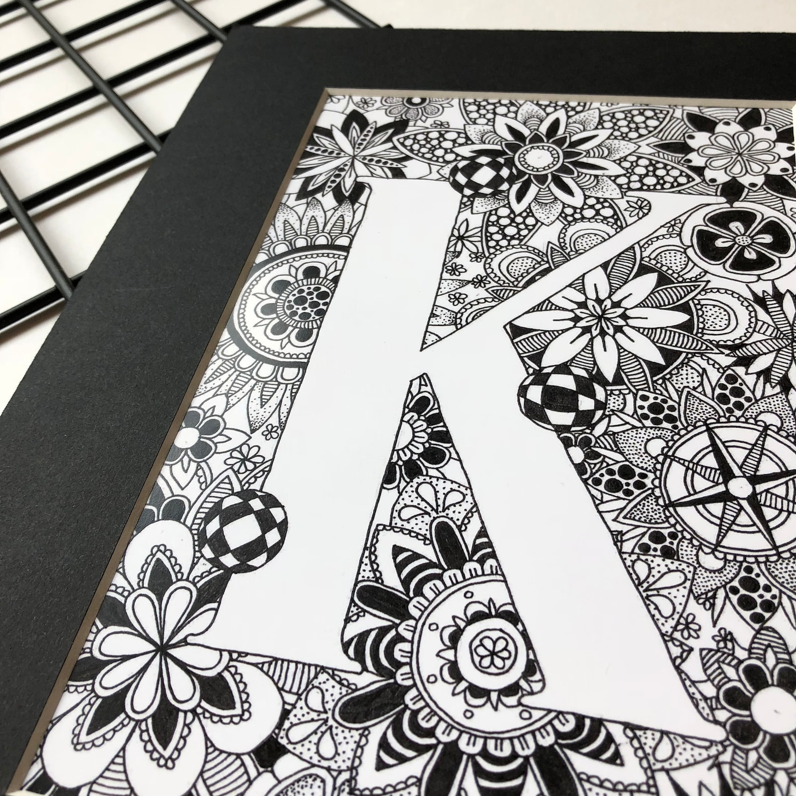 Letter K Alphabet Wall Art Zentangle Initial Letter Art - Etsy