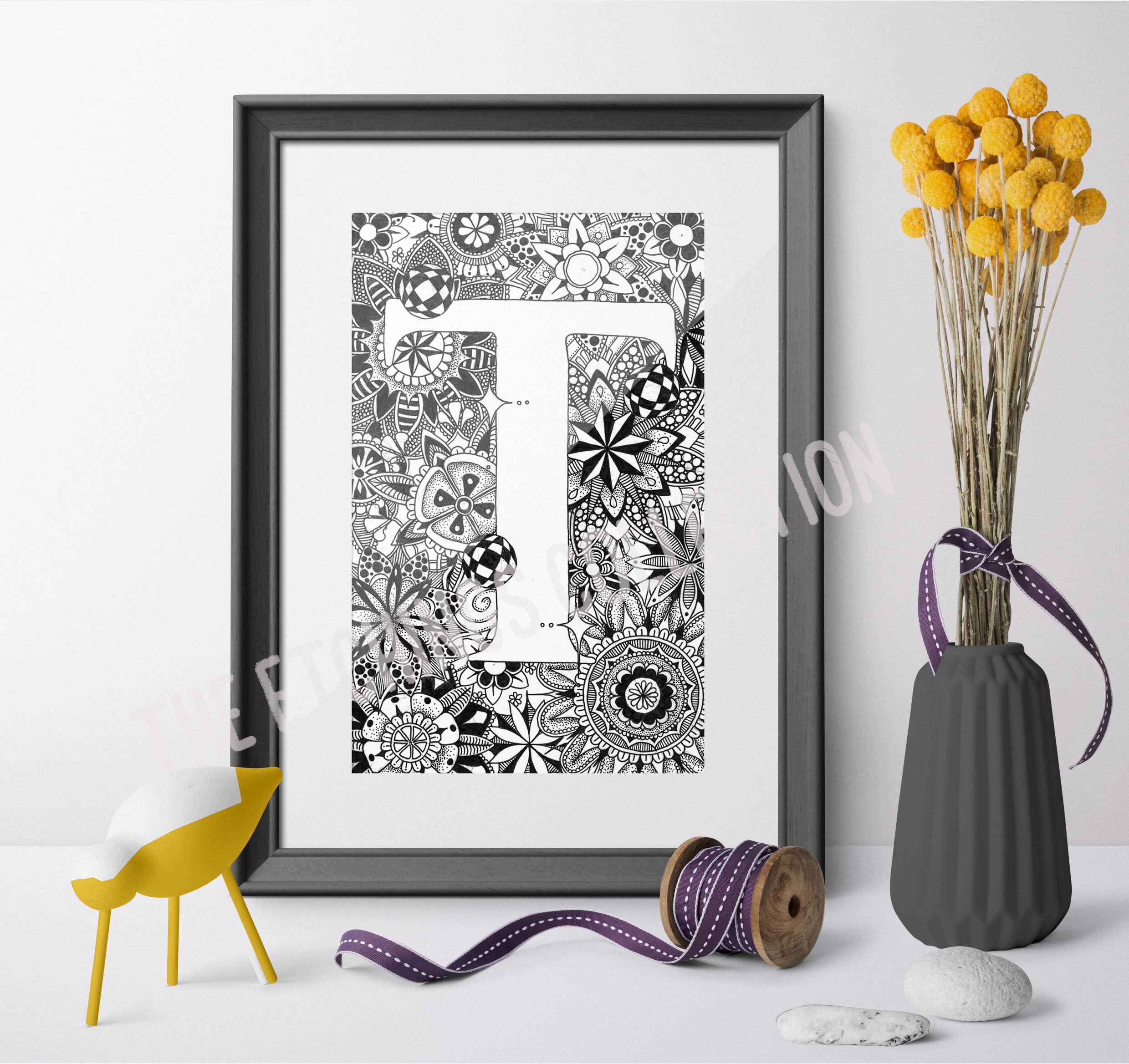 Kids Name Art Letter T Initial Monogram Letter T Alphabet - Etsy