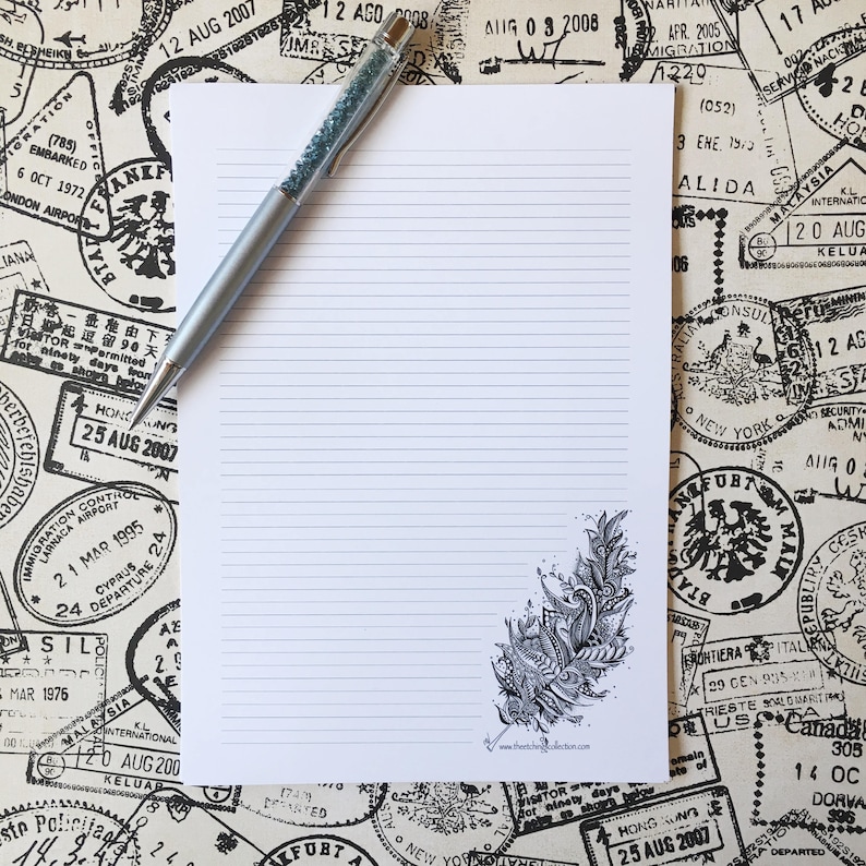 Feather Letter Writing Set, Feather Stationary Set, Feather Design Note ...