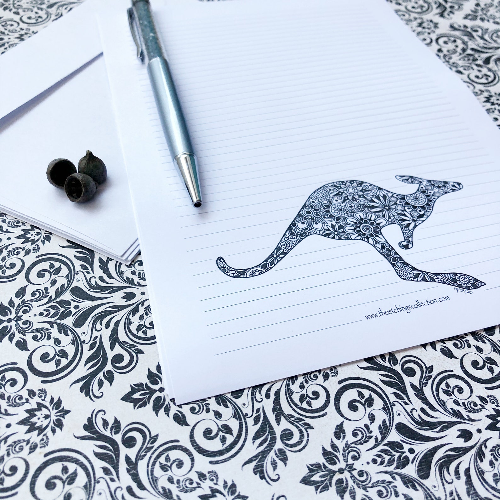 Australian Letter Writing Set, Kangaroo Stationary, Aussie Paper Design ...