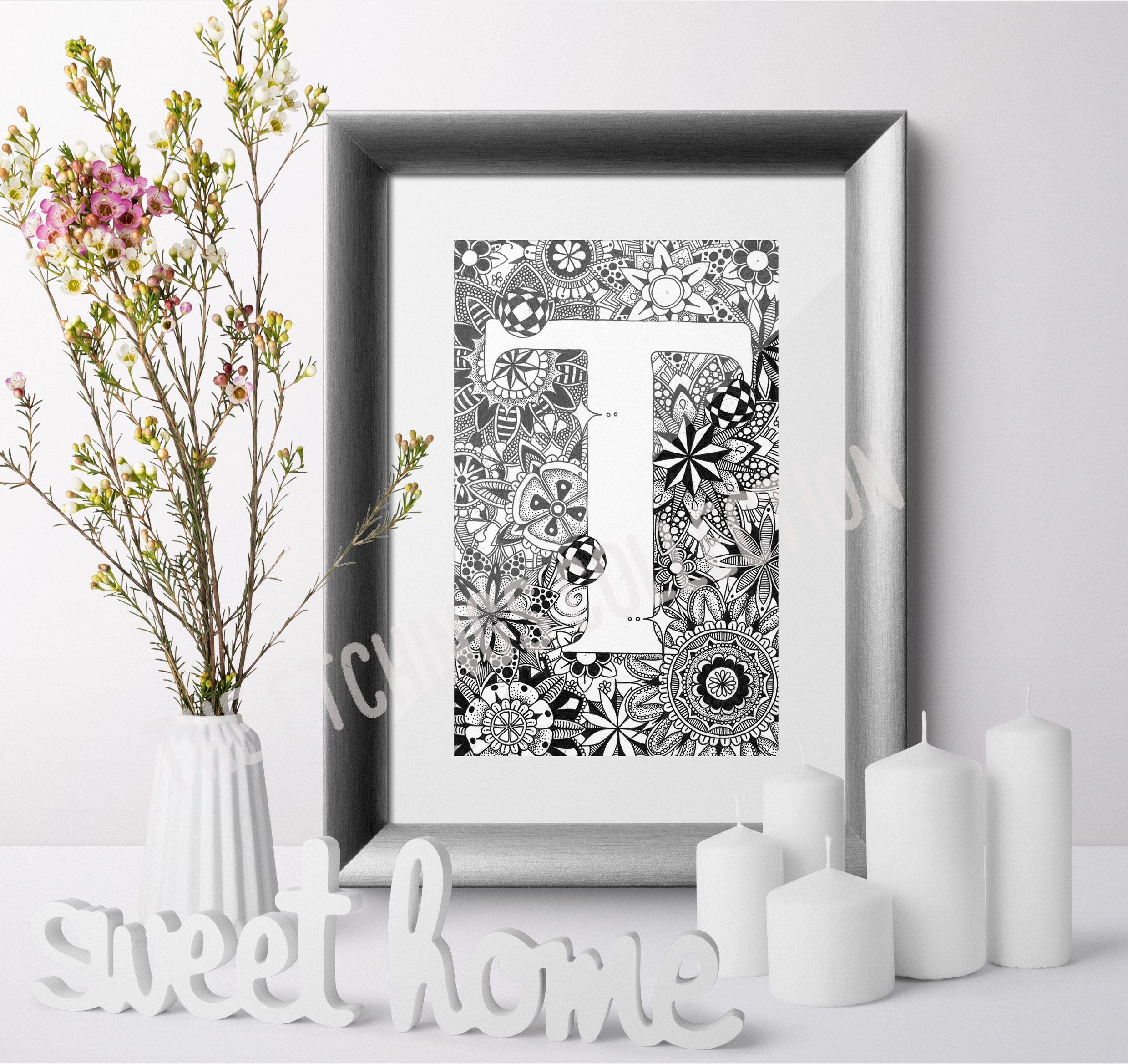 Kids Name Art Letter T Initial Monogram Letter T Alphabet - Etsy