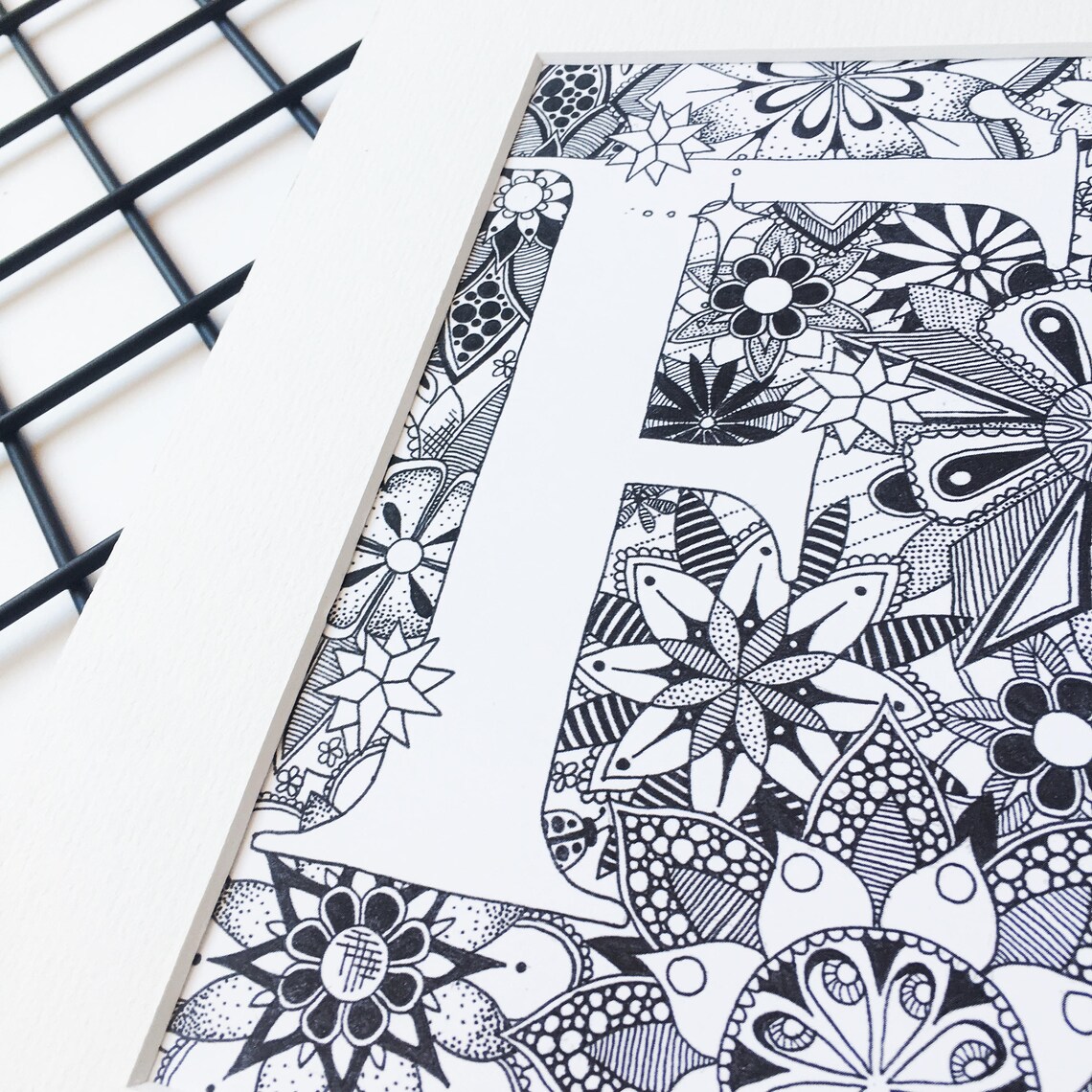 Zentangle Letter Typography Drawing Letter F Art Monogram - Etsy