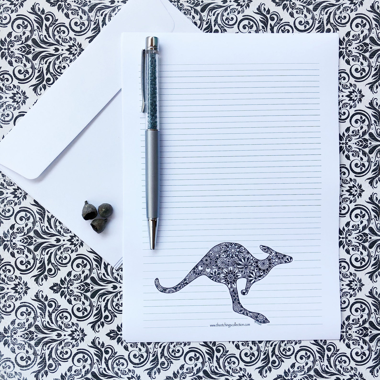 Australian Letter Writing Set, Kangaroo Stationary, Aussie Paper Design ...