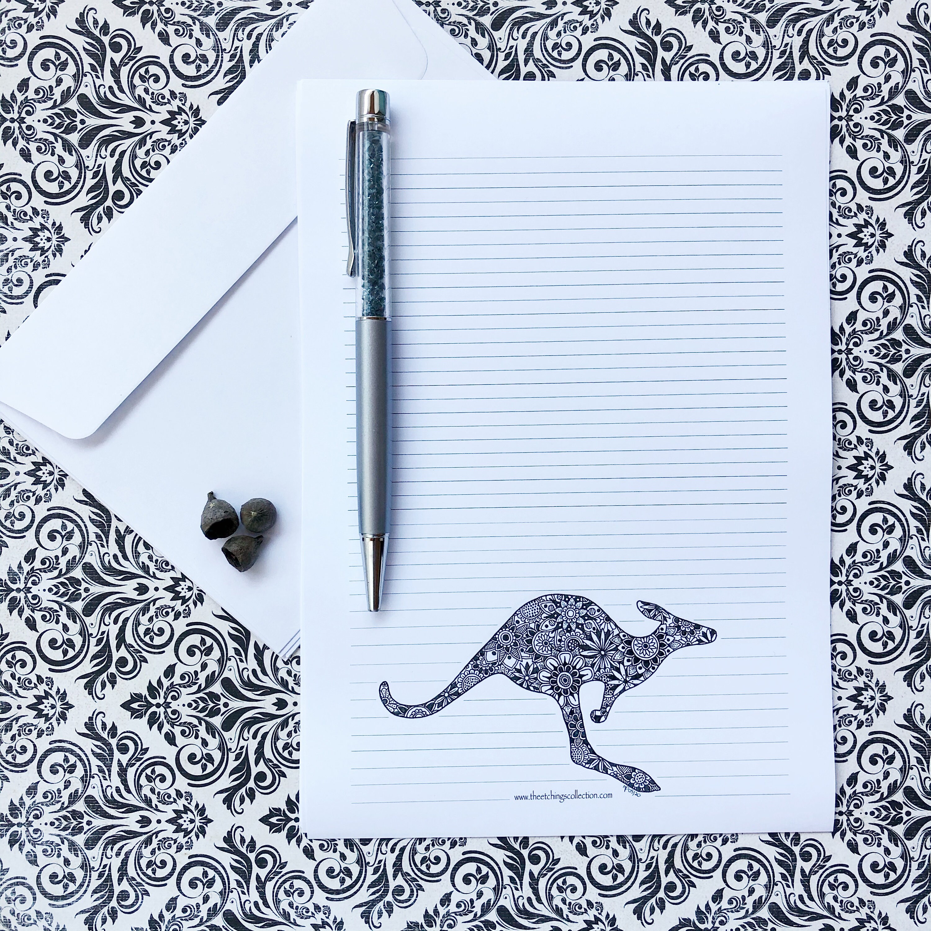Australian Letter Writing Set, Kangaroo Stationary, Aussie Paper Design ...