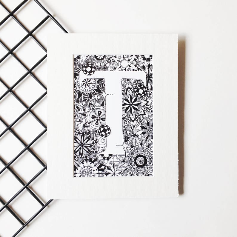 Kids Name Art Letter T Initial Monogram Letter T Alphabet - Etsy