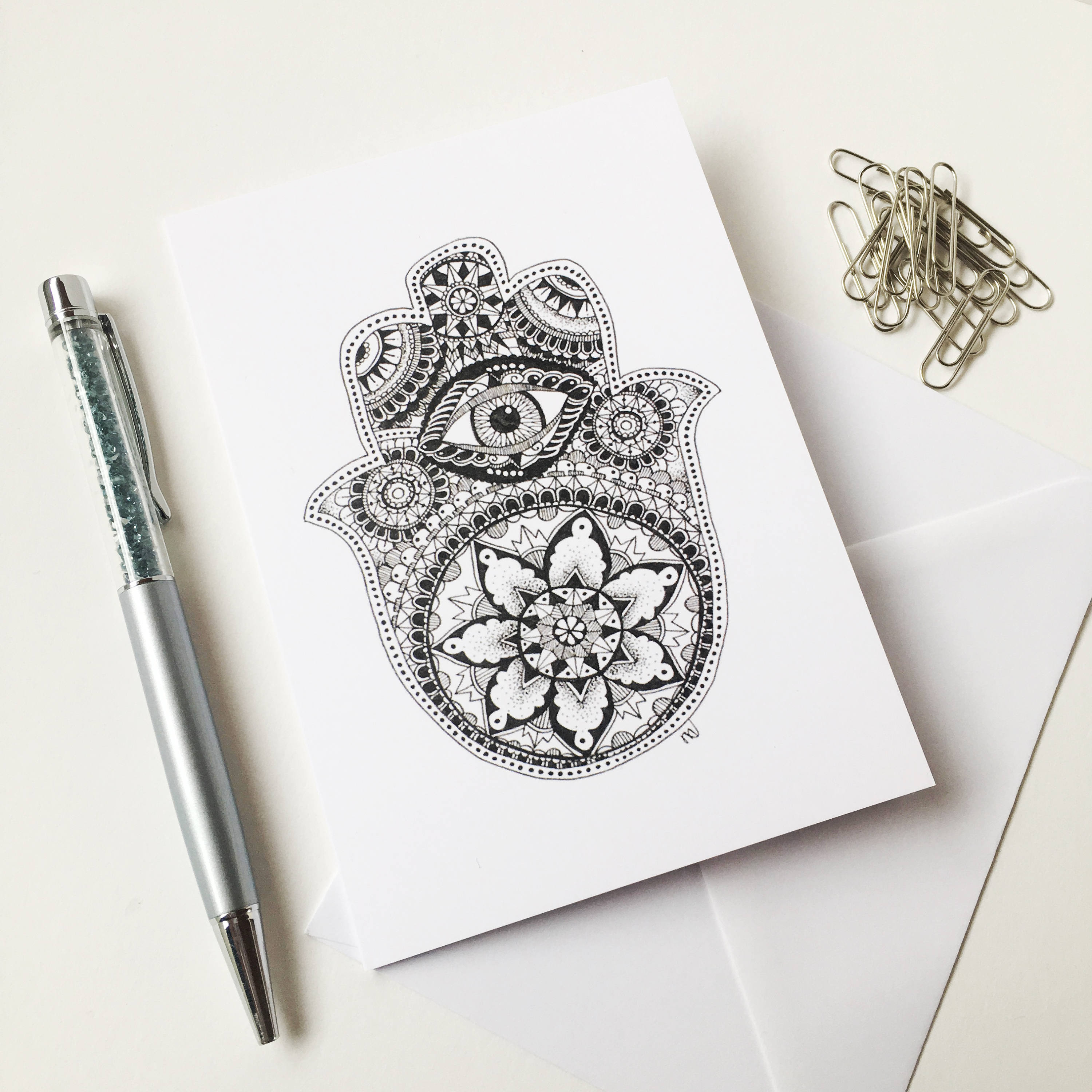 Hamsa Greeting Cards Hamsa Hand Cards Zentangle Greeting - Etsy