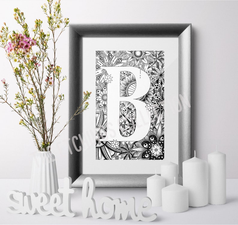 Monogram B Personalised Letter Print Monogrammed Gifts Kids - Etsy ...