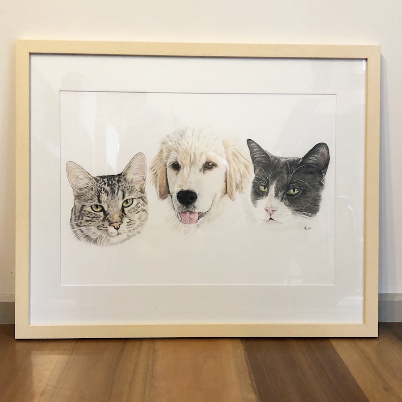 Pet Portrait Drawing Pet Memorial Dog Portrait Cat - Etsy