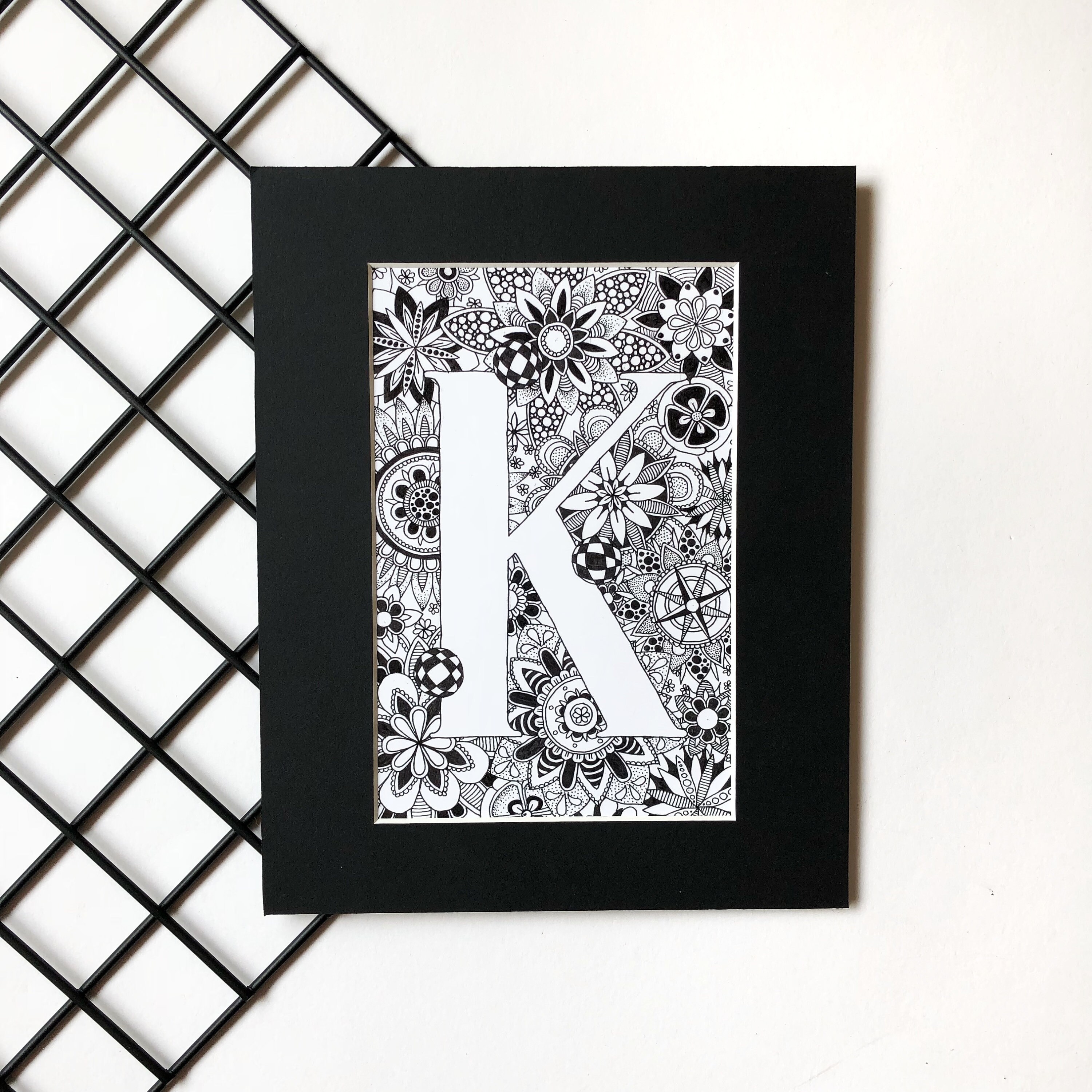 Letter K Alphabet Wall Art Zentangle Initial Letter Art - Etsy Canada