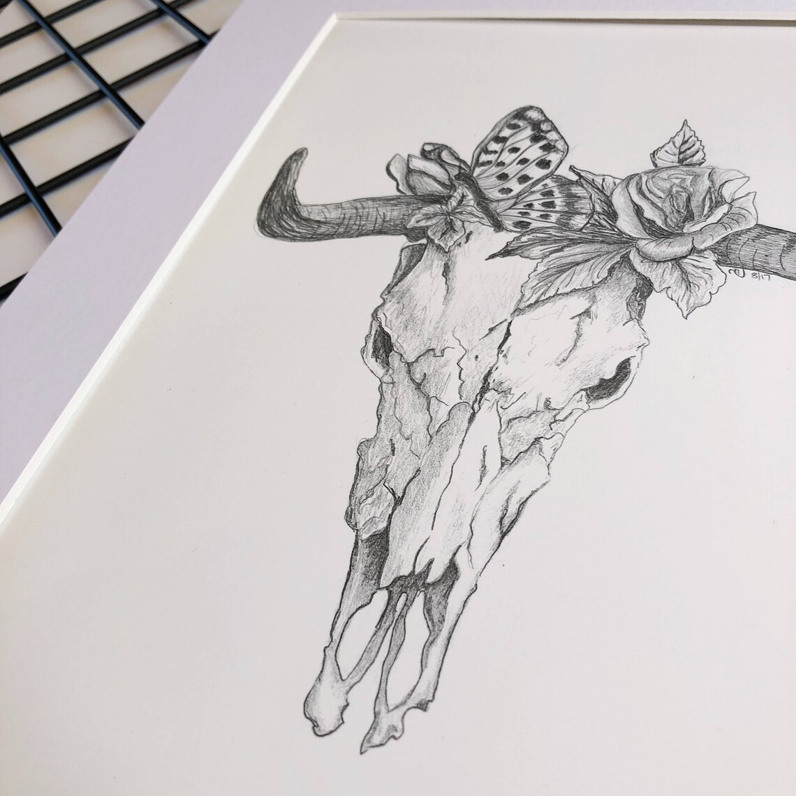 Floral Deer Skull Print, Bull Skull Print, Skull With Flowers, Skull ...