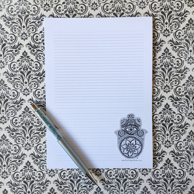A5 Letter Writing Paper Hamsa Hand Stationery Hand Drawn - Etsy