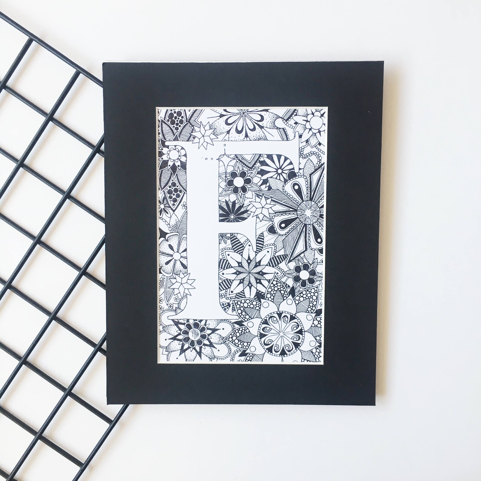 Zentangle Letter Typography Drawing Letter F Art Monogram - Etsy