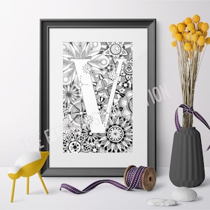 Personalised Letter Art, Monogram Letter, Hand Drawn Initial ...