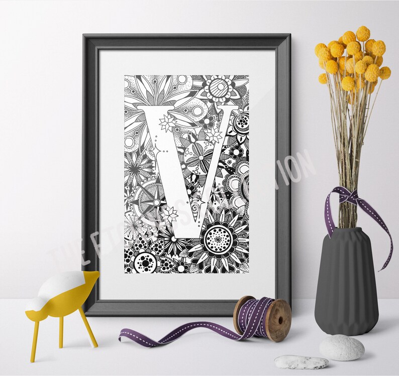 Personalised Letter Art Monogram Letter Hand Drawn Initial - Etsy