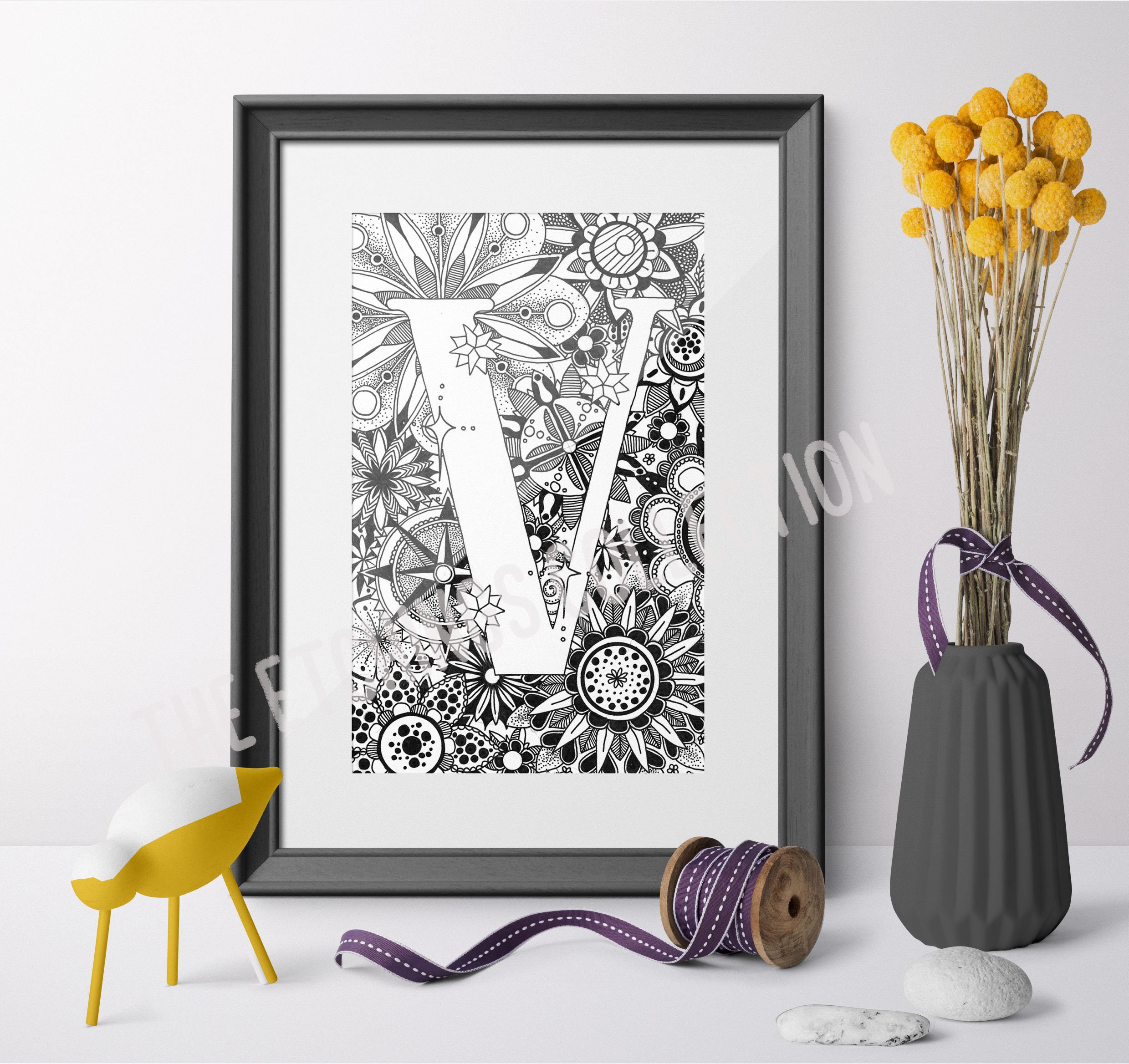 Personalised Letter Art Monogram Letter Hand Drawn Initial - Etsy