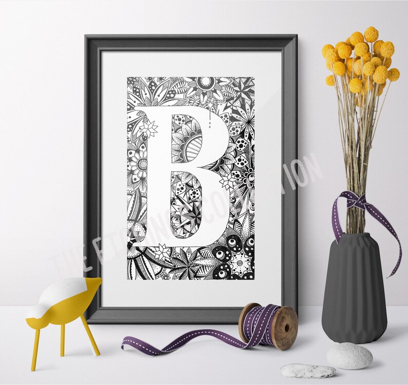 Monogram B Personalised Letter Print Monogrammed Gifts Kids - Etsy ...