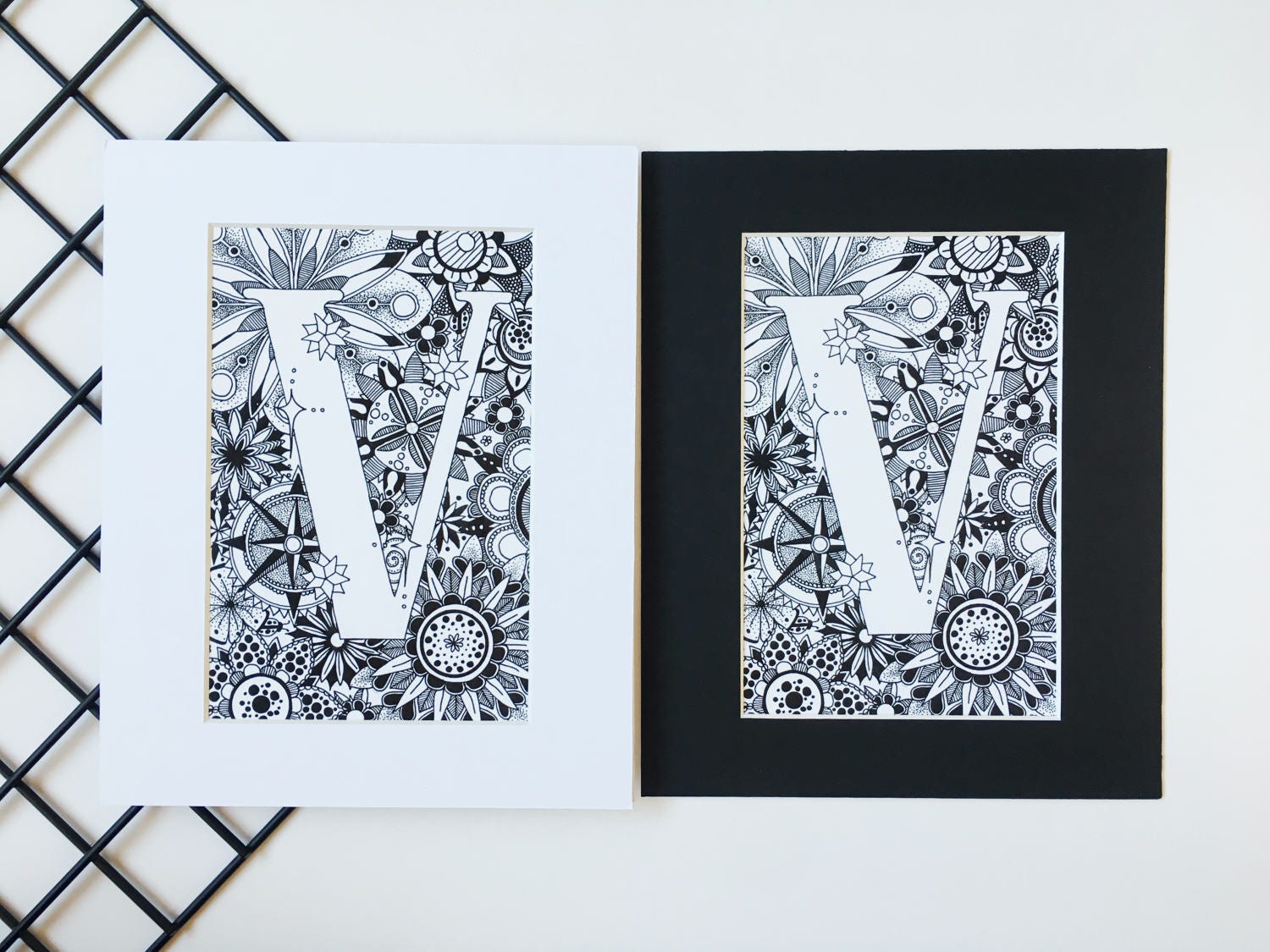 Personalised Letter Art Monogram Letter Hand Drawn Initial | Etsy