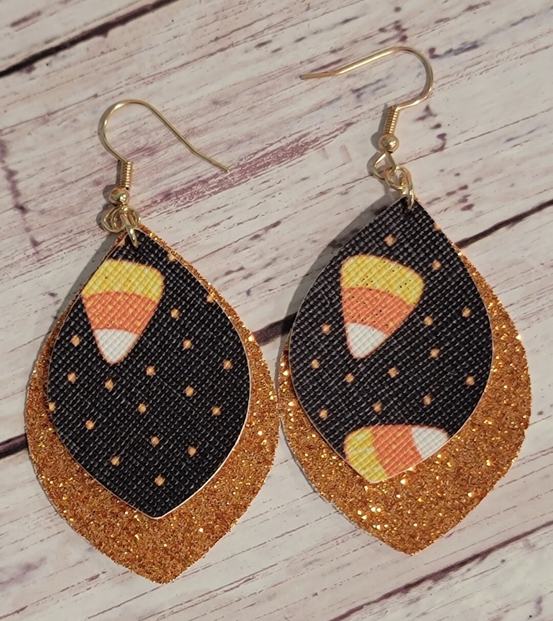 Halloween Fall Candy Corn Orange Glitter Earrings - Etsy
