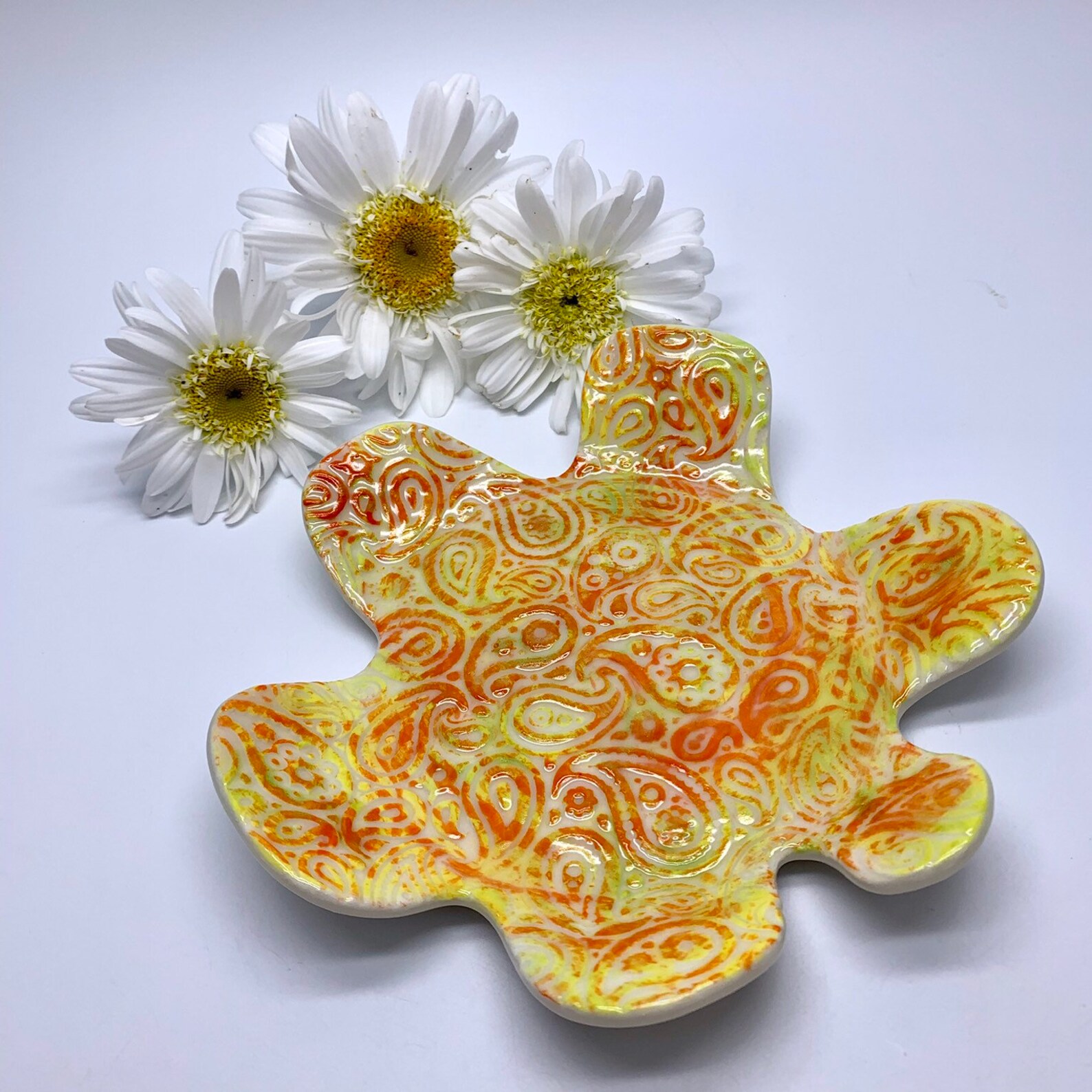 Funky Paisley Flower Plate Paisley Plate Porcelain Flower - Etsy