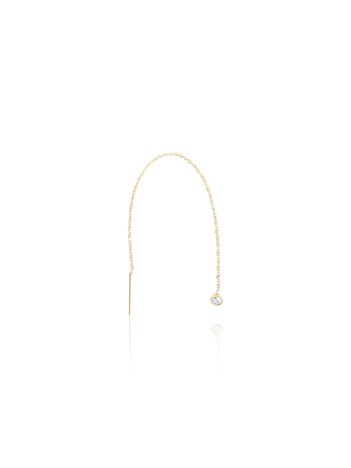 14k Solid Gold Gemstone Thread Wrap Earring | Etsy