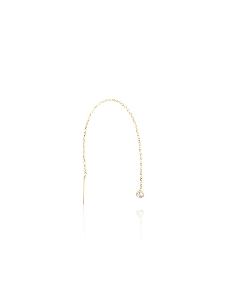 14k Solid Gold Gemstone Thread Wrap Earring - Etsy