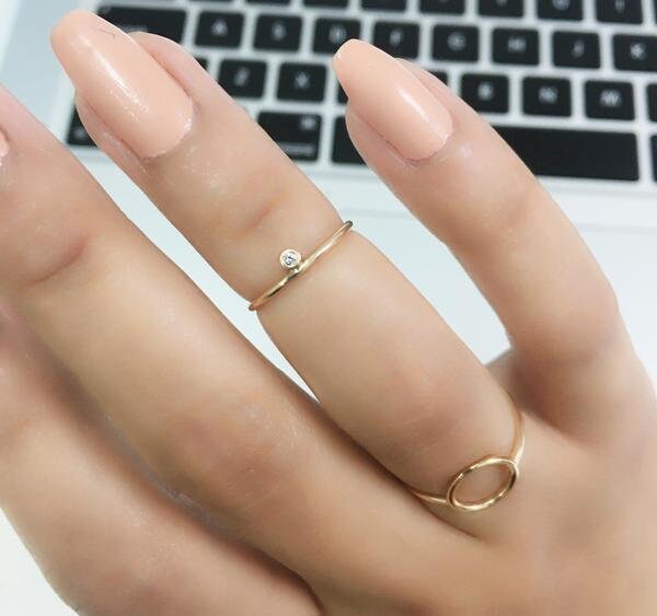 14K Gold Diamond Midi Ring - Etsy