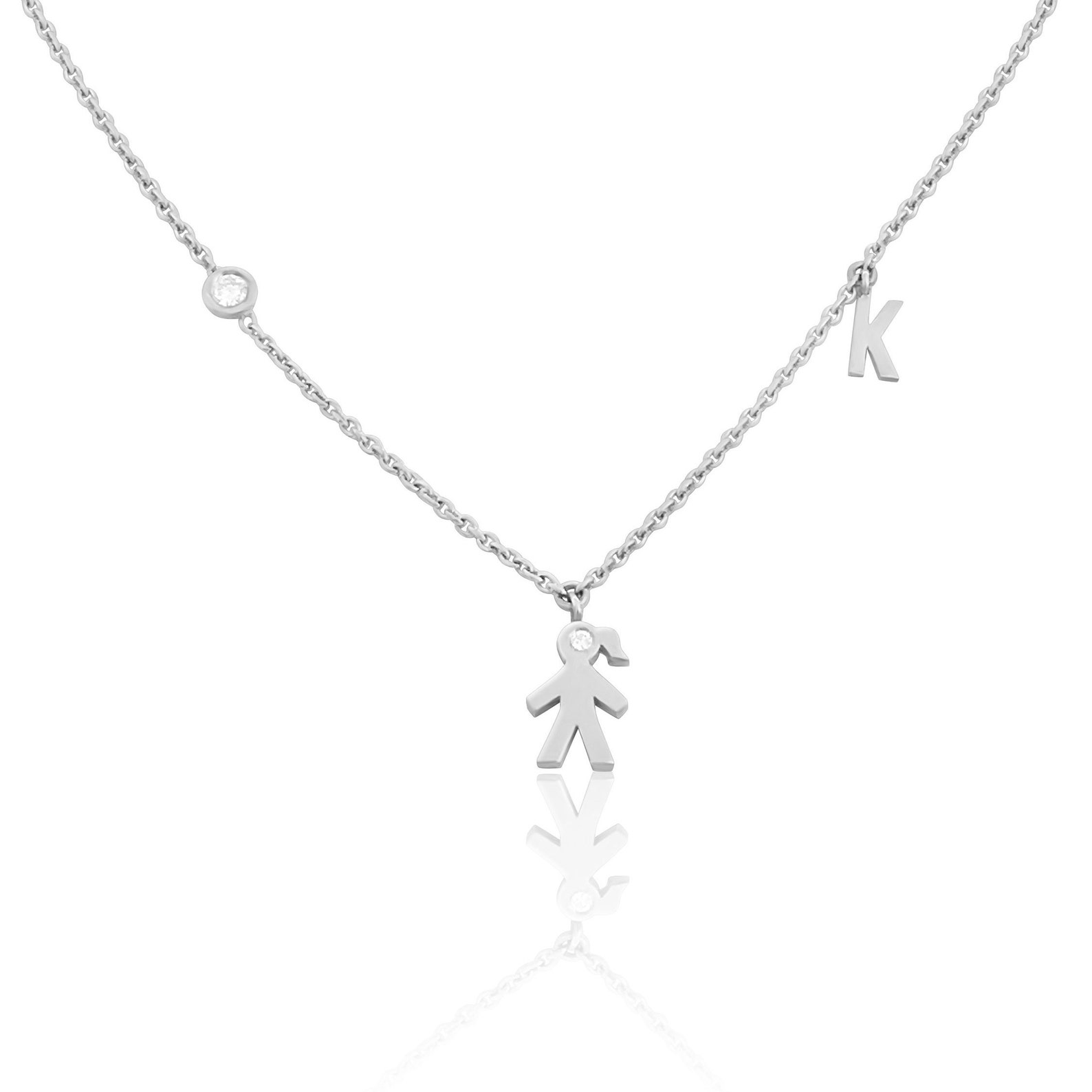 Personalized 14k Gold Diamond Mom Necklace With an Initial and - Etsy