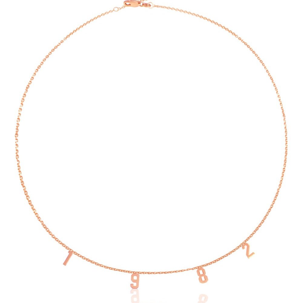 14k Gold Personalized Number Necklace - Etsy