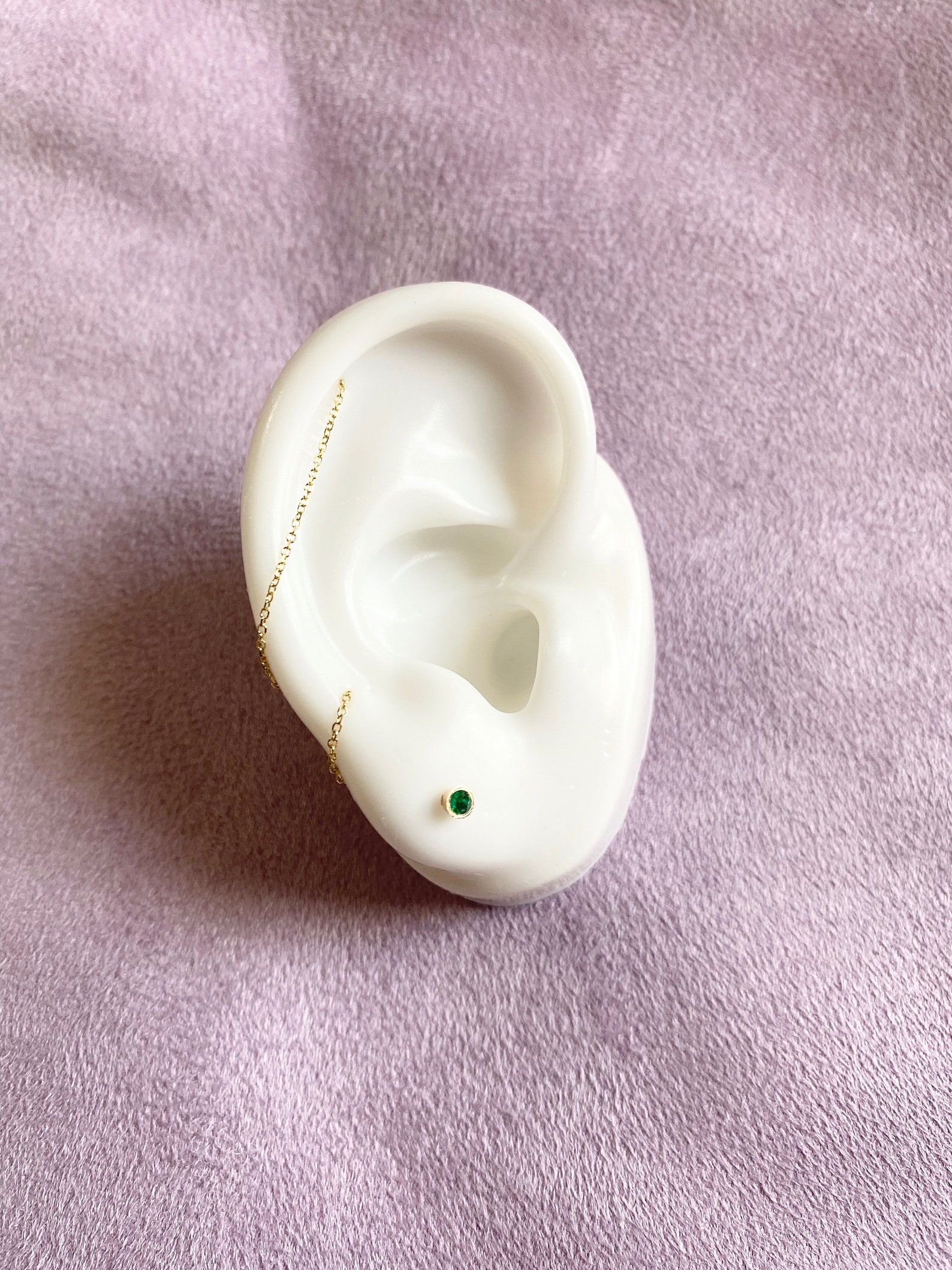 14k Solid Gold Gemstone Thread Wrap Earring | Etsy