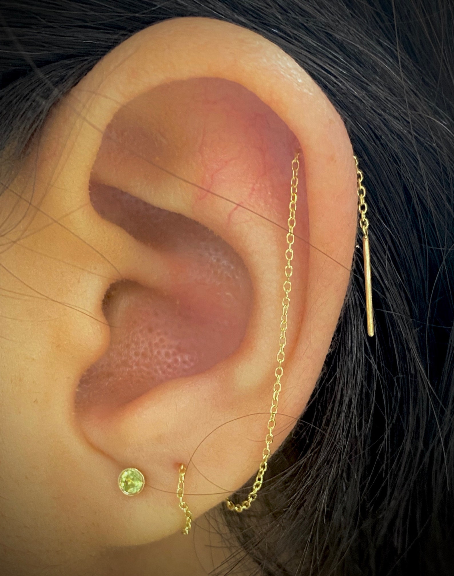 14k Solid Gold Gemstone Thread Wrap Earring - Etsy