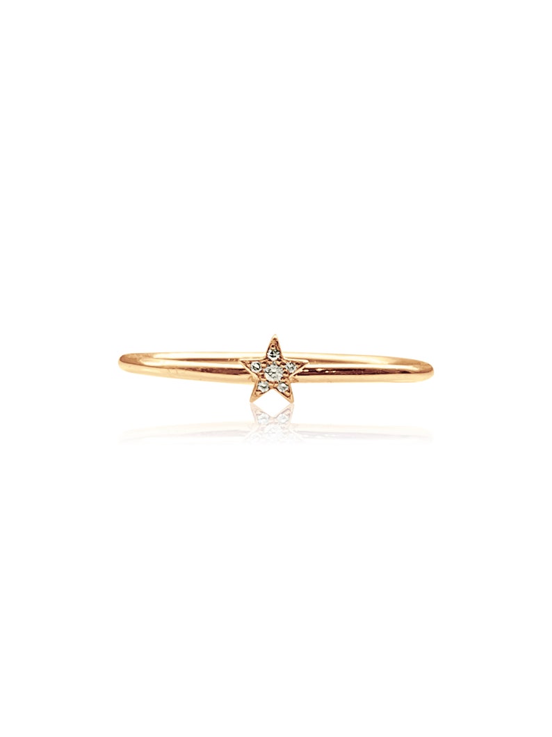 14K Gold Pave Diamonds Mini Star Stackable Ring - Etsy