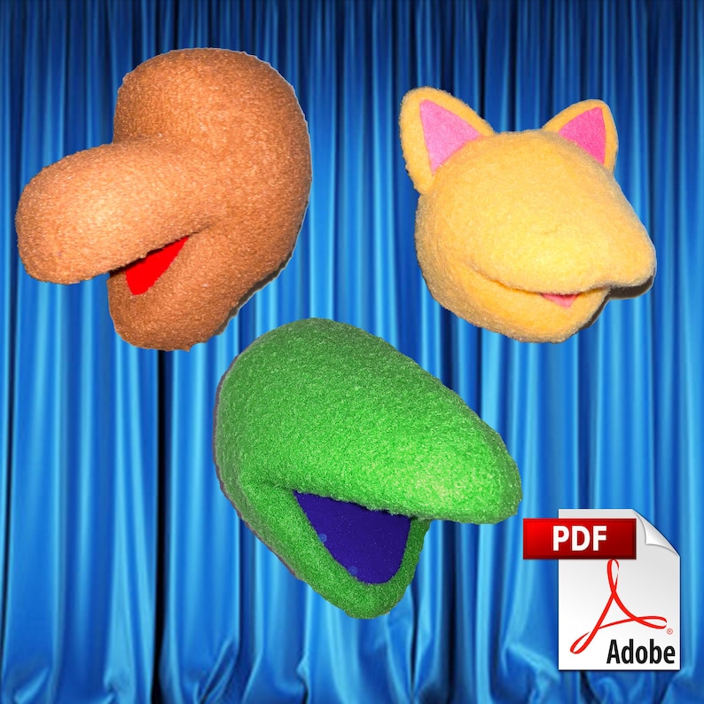 3 X Creature Puppet Head Pattern Bundle - Digital Download - Foam and ...