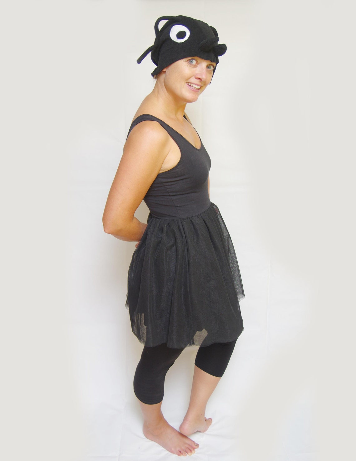 Black Ant Costume for Halloween, 2 Pieces: Adult Dress and Fleece Hat ...