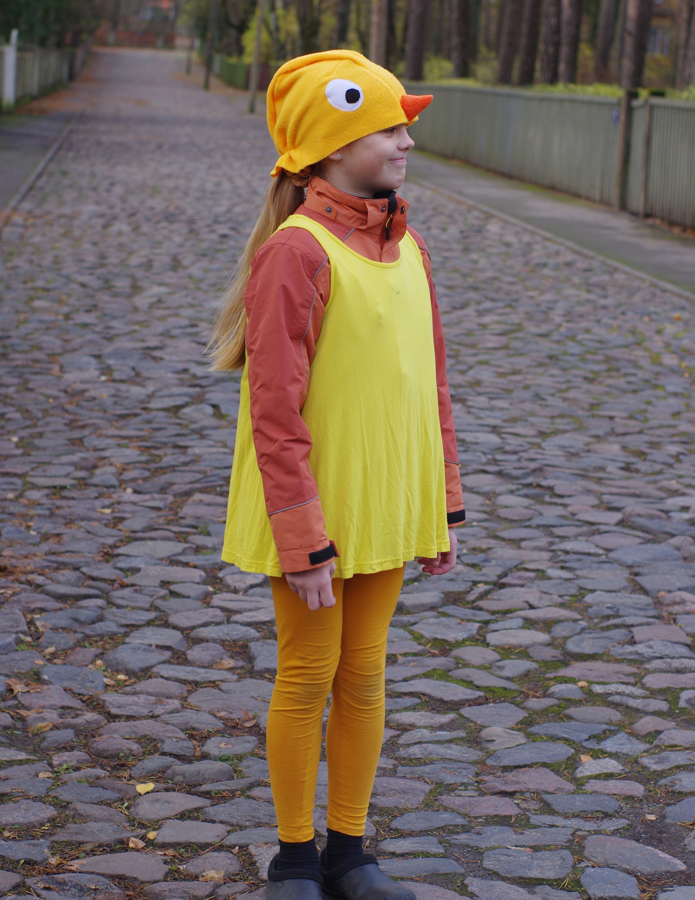 Chicken Costume for Halloween, 2 Pieces Set: Yellow Top and Fleece Hat ...