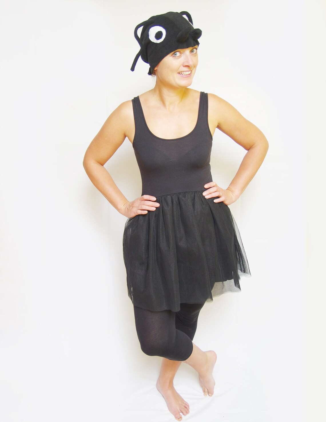 Black Ant Costume for Halloween, 2 Pieces: Adult Dress and Fleece Hat ...