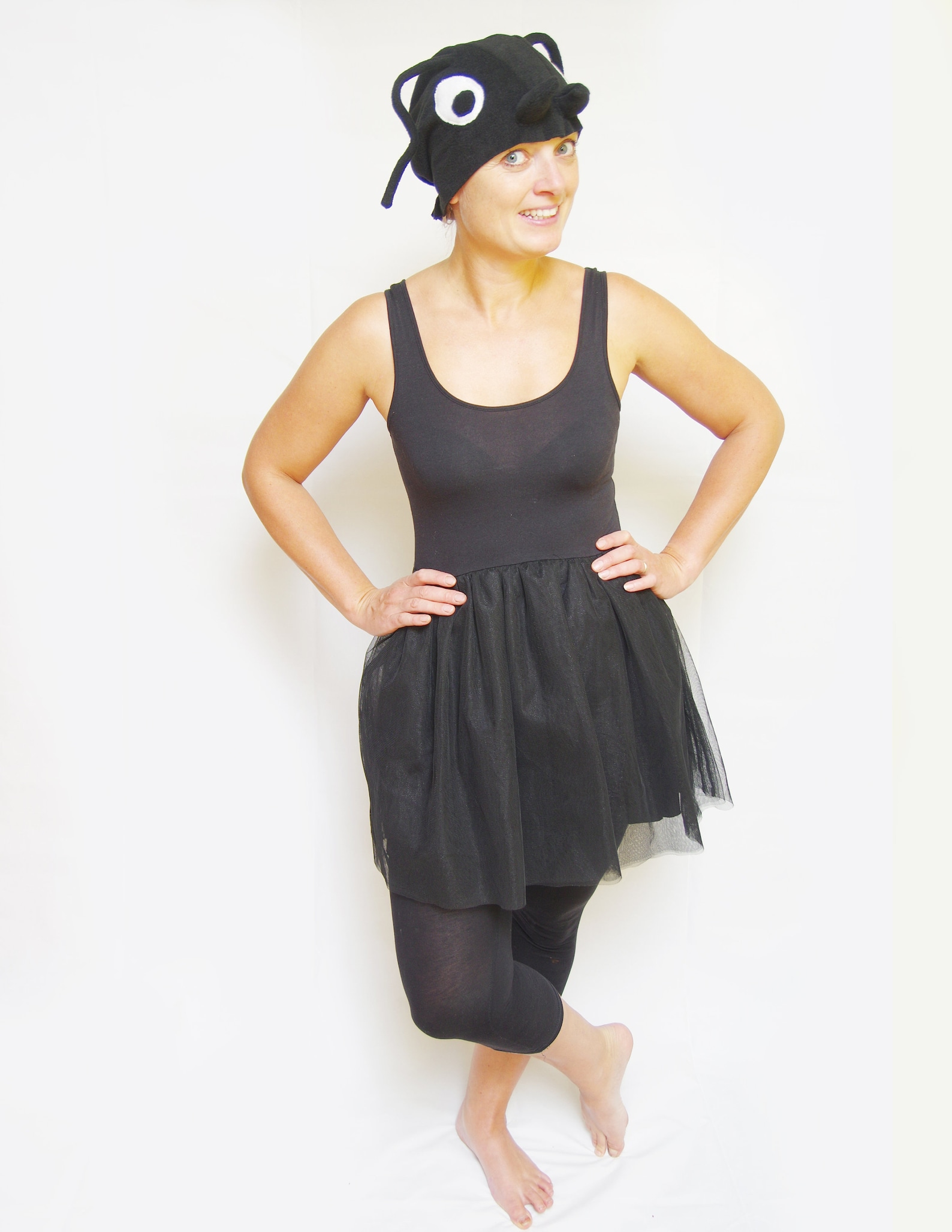 Black Ant Costume for Halloween, 2 Pieces: Adult Dress and Fleece Hat ...