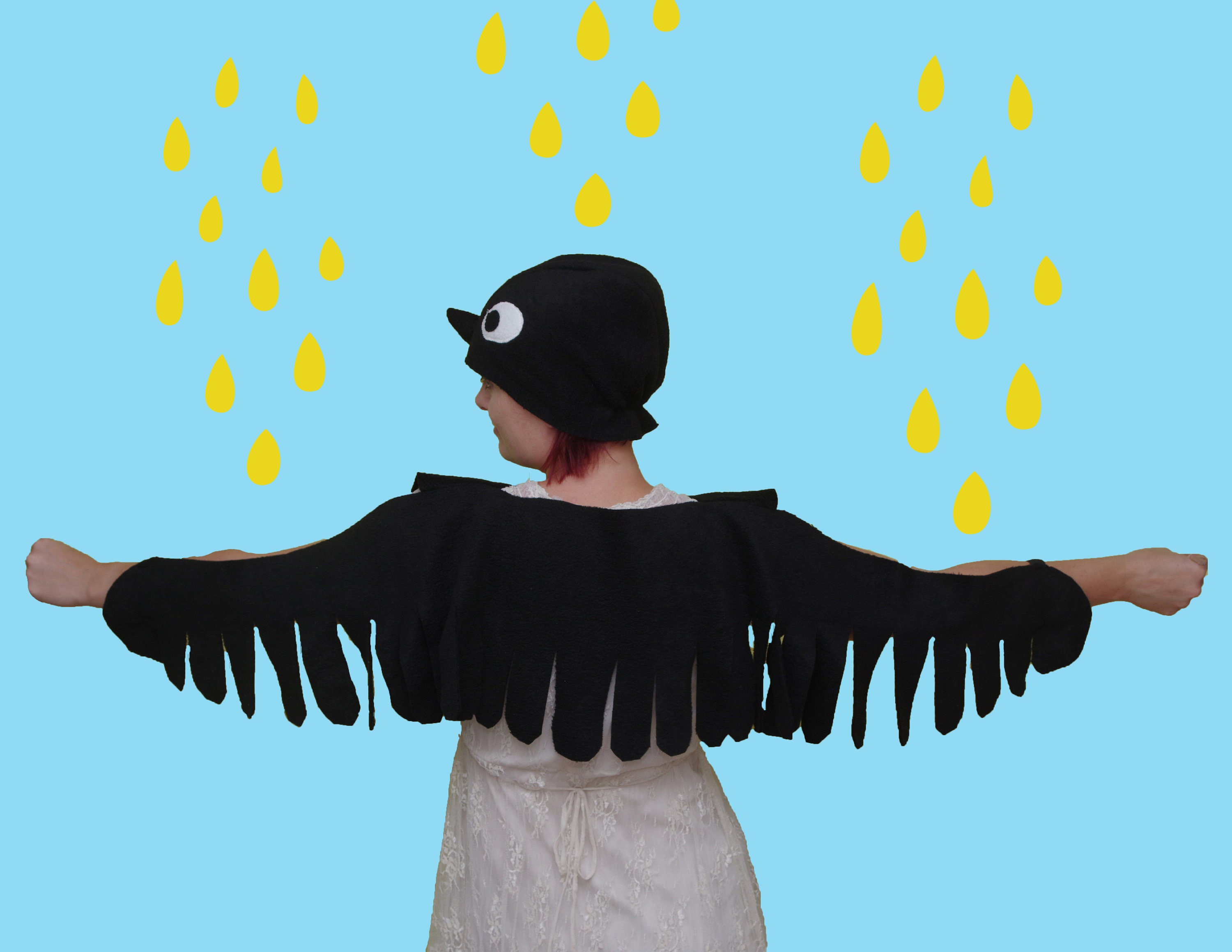 Adult Halloween Costume, Adult Black Bird Costume, Headpiece and Wings ...