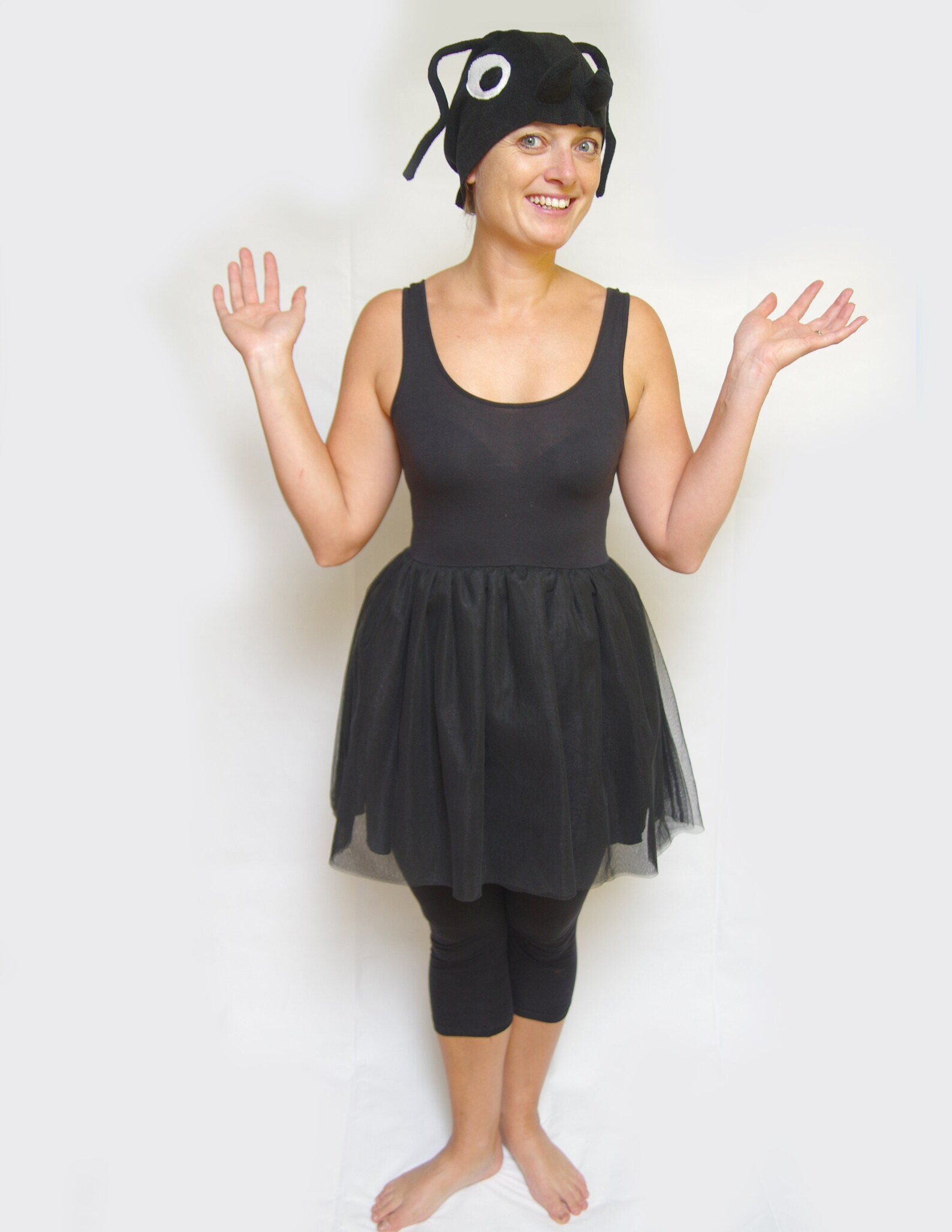 Black Ant Costume for Halloween, 2 Pieces: Adult Dress and Fleece Hat ...