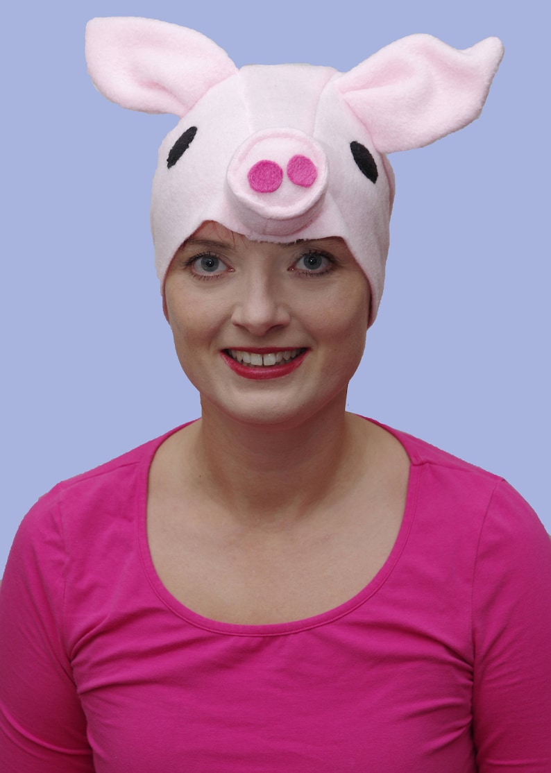 Pink Pig Costume Hat: Fleece Carnival Mask for Adults - Etsy
