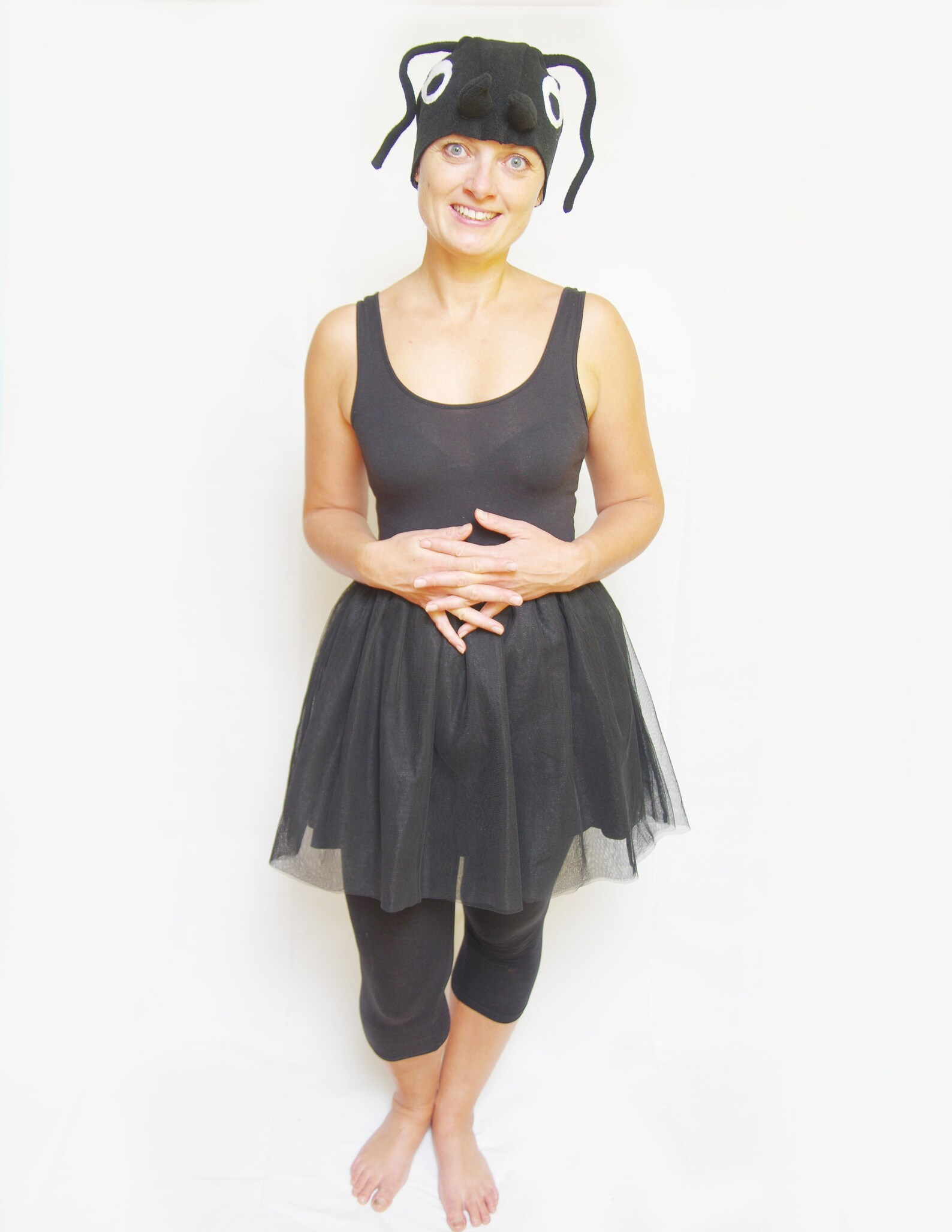 Black Ant Costume for Halloween, 2 Pieces: Adult Dress and Fleece Hat ...