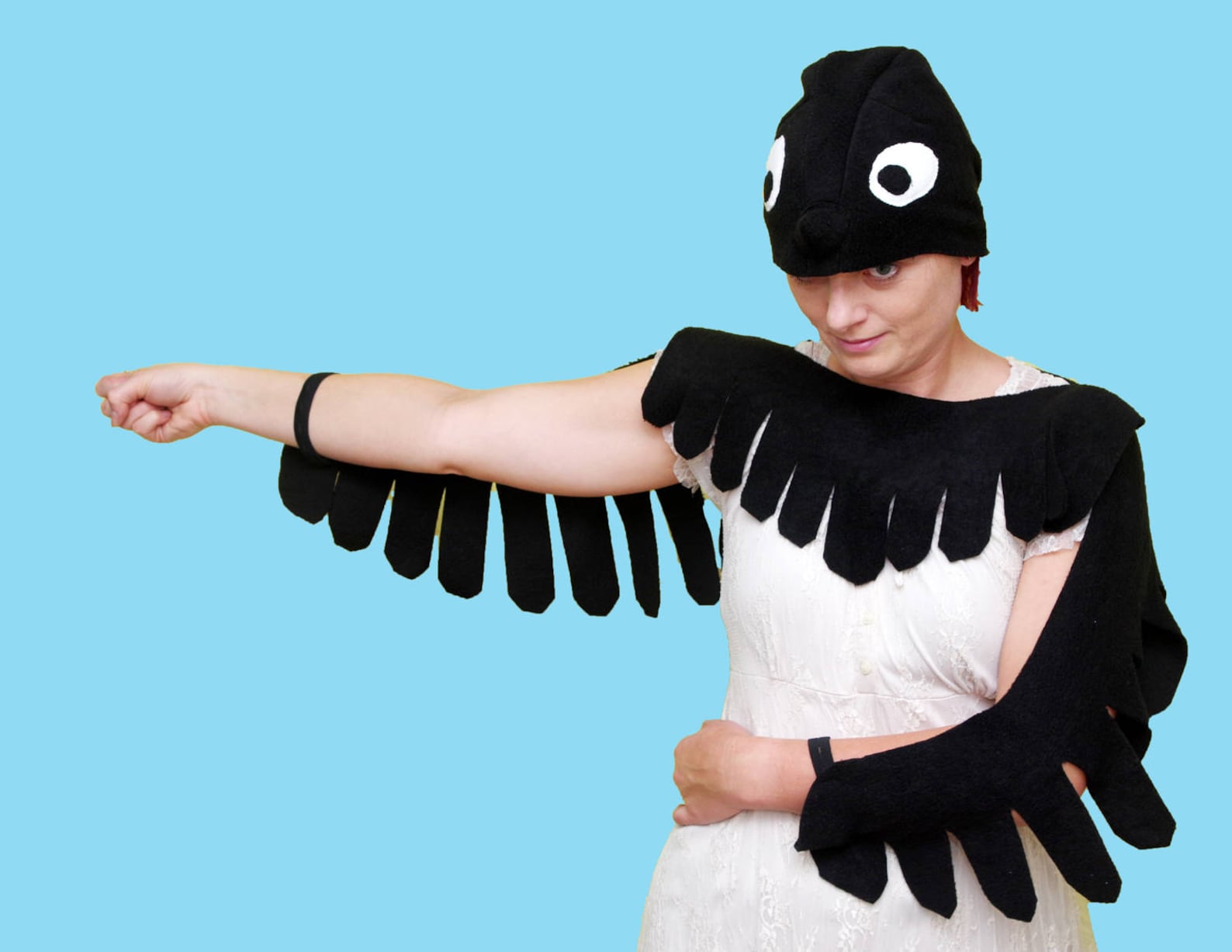 Adult Halloween Costume, Adult Black Bird Costume, Headpiece and Wings ...