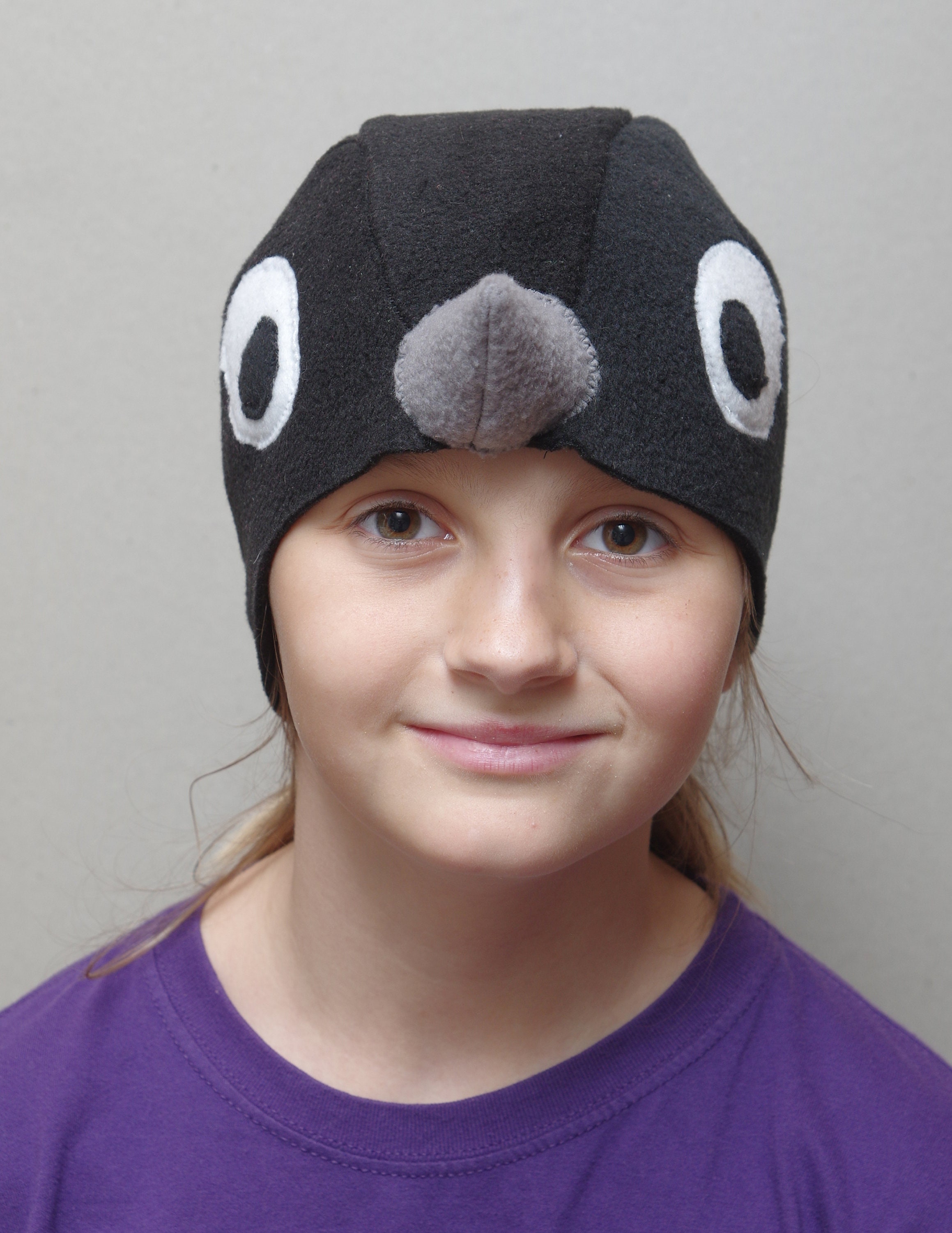Black Bird Halloween Costume Hat With Gray Peak, Photo Prop, Pretend ...