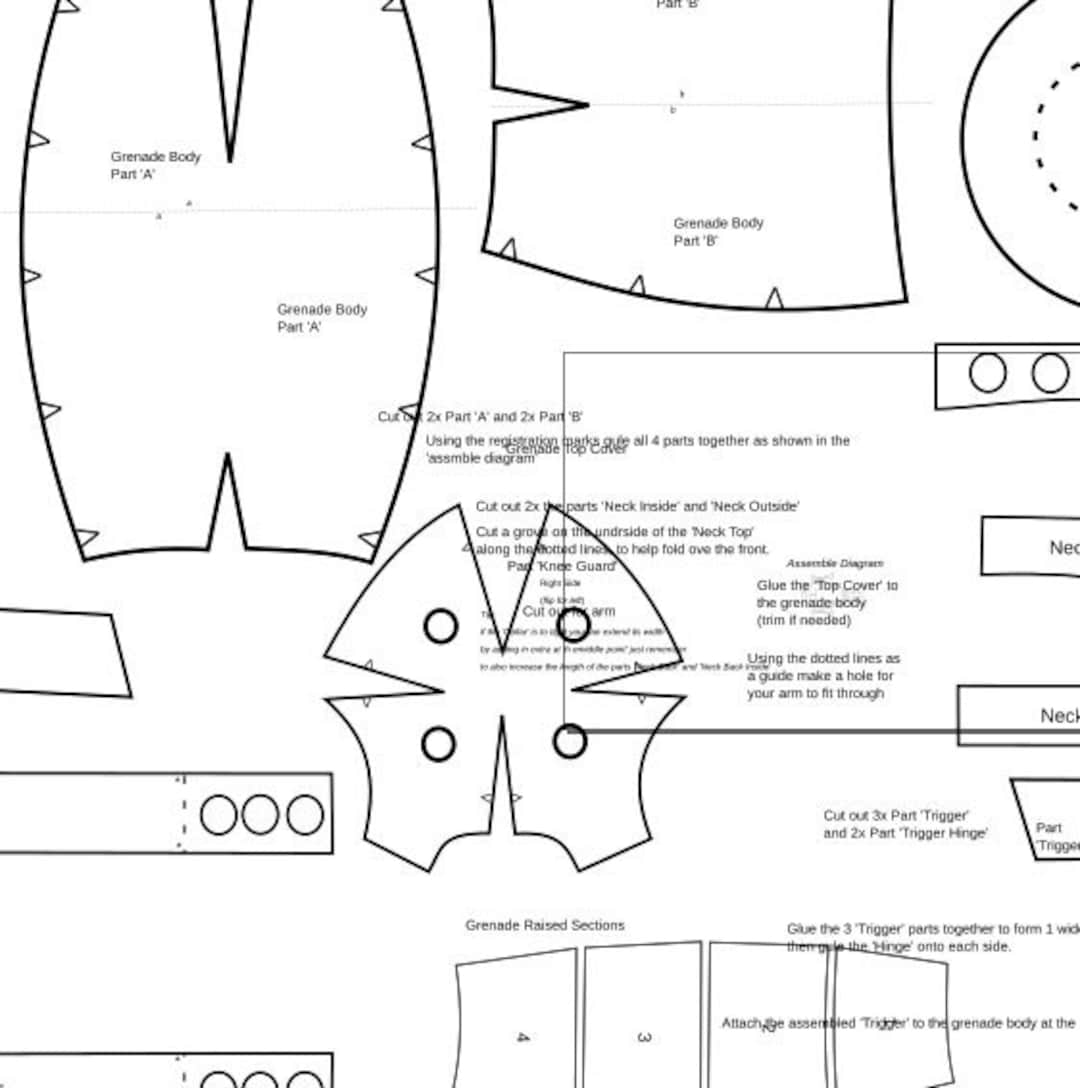 Bakugou Grenade Gauntlets and Armour , Katsuki Template Pattern , for ...