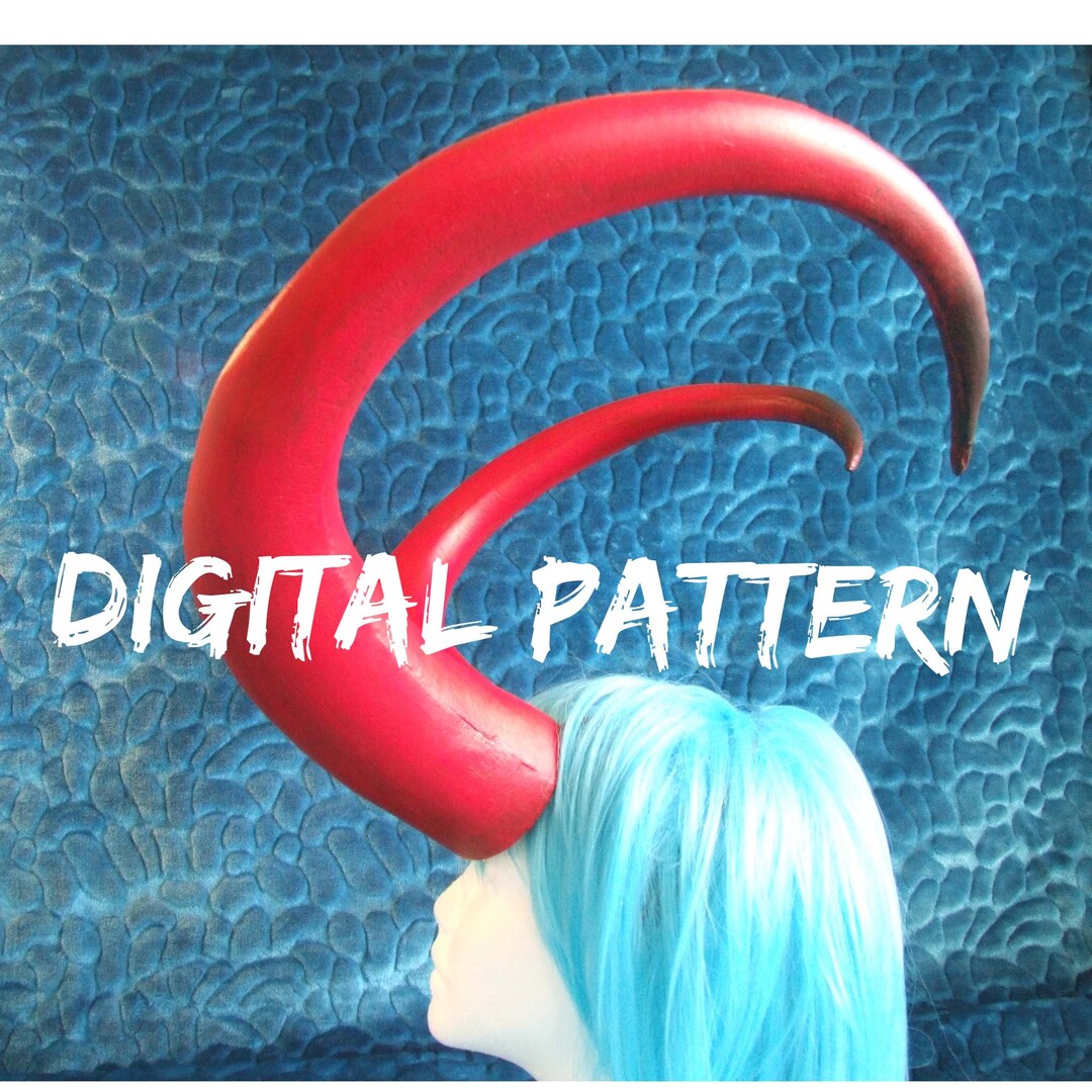 Demon Horns, Large Devil EVA Foam Template , Digital PDF Pattern - Make ...