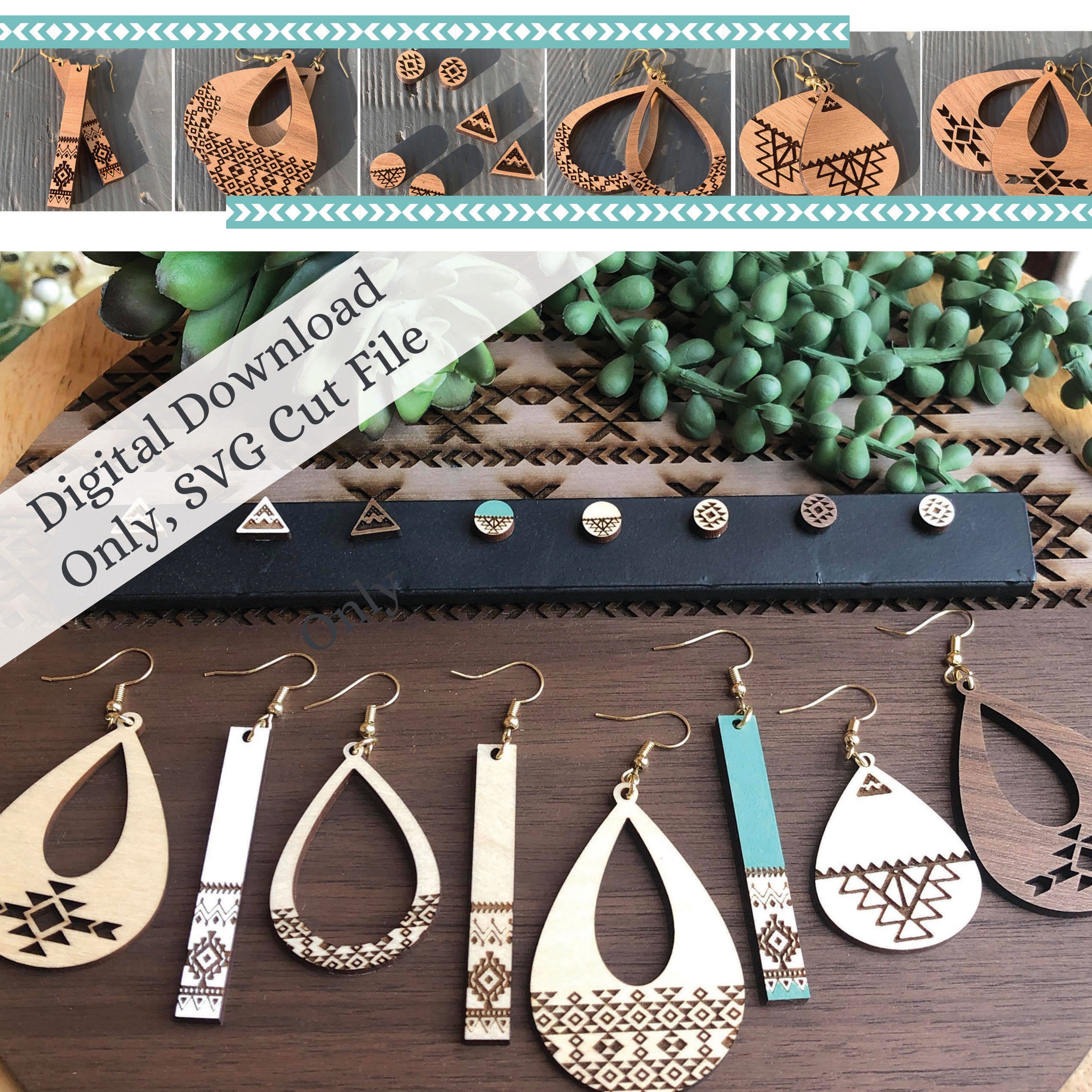 Boho - Tribal Inspired Earring Set Digital Laser SVG PDF File **not A ...