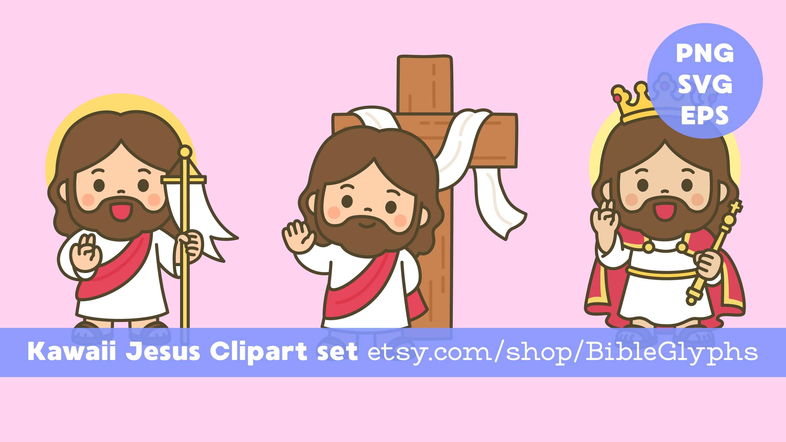 Kawaii Jesus Clipart PNG SVG EPS Set 19 – Resurrection Day, Easter ...